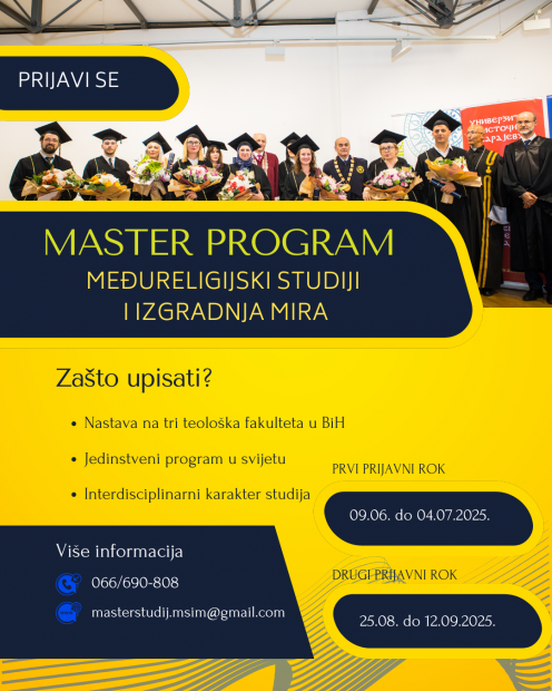 Natječaj za upis na master studij Međureligijski studiji i izgradnja mira u školskoj 2025./2026 ...